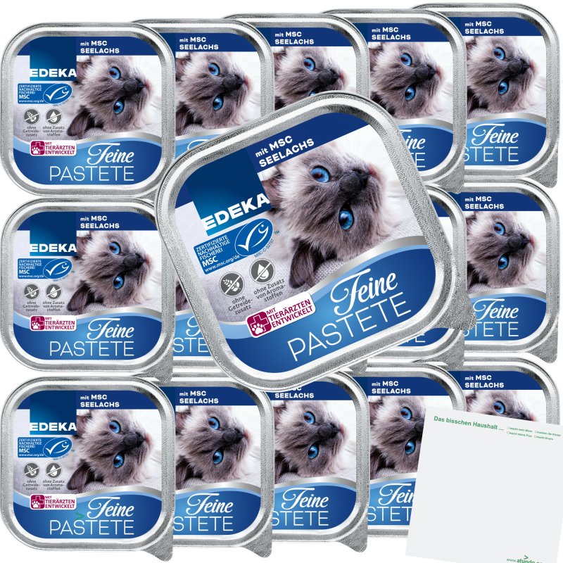 Edeka Cat Feine Pastete mit MSC Seelachs Katzenfutter 16er Pack (16x1