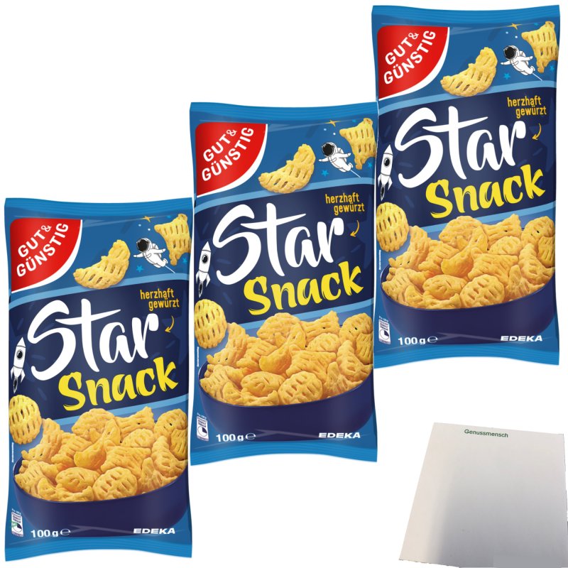 Gut&Günstig Star Snack knuspriger Kartoffelsnack herzhaft gewürzt 3er