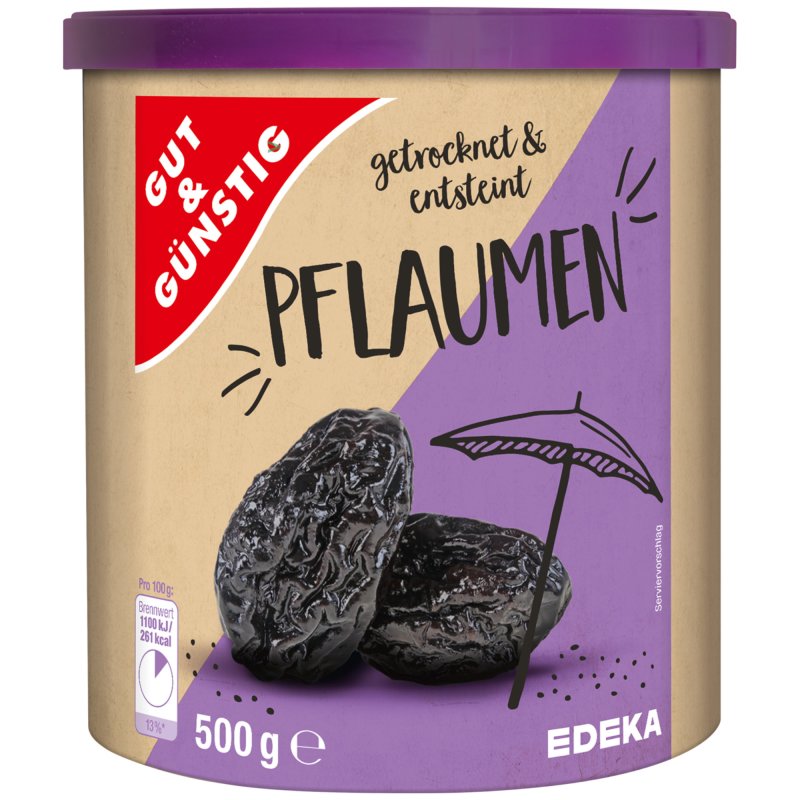 Gut&Günstig Trockenpflaumen entsteint und essfertig 3er Pack (500g Do