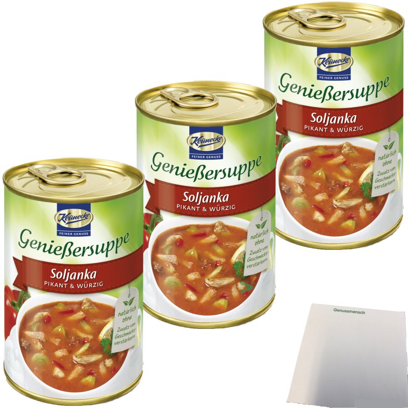 Keunecke Genießersuppe Soljanka 3er Pack (3x400ml Dose) + usy Block