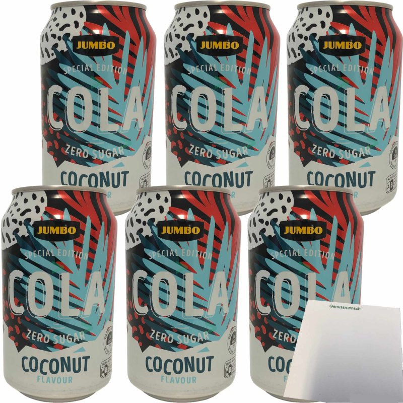 Jumbo Cola Coconut Flavour 0% sugar 6er Pack (6x0,33l Dose Kokosnuss-