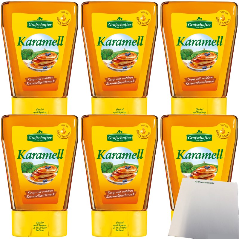 Grafschafter Karamell mild-süßer Sirup 6er Pack (6x500g Flasche) + us