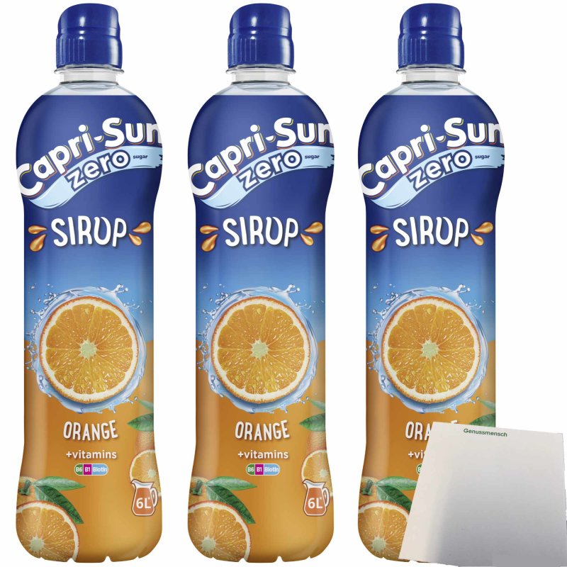 Capri Sun Sirup Orange + vitamins ZERO 3er Pack (3x600ml Flasche) + u