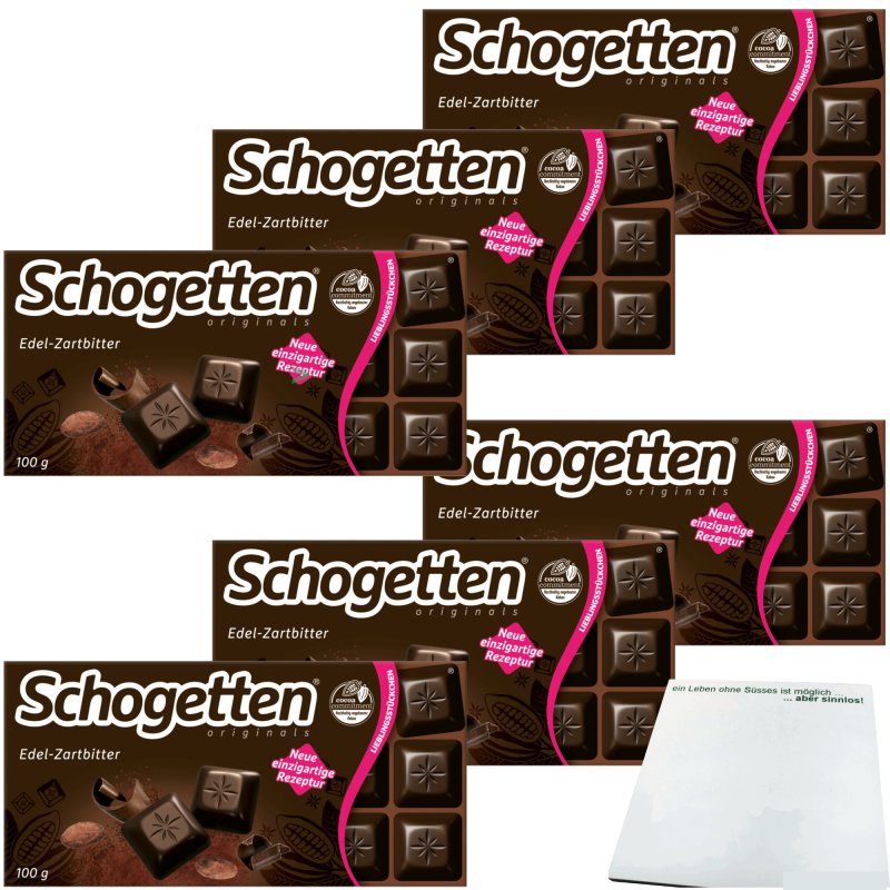 Schogetten Edel Zartbitter Schokolade 50% Kakao 6er Pack (6x100g Pack