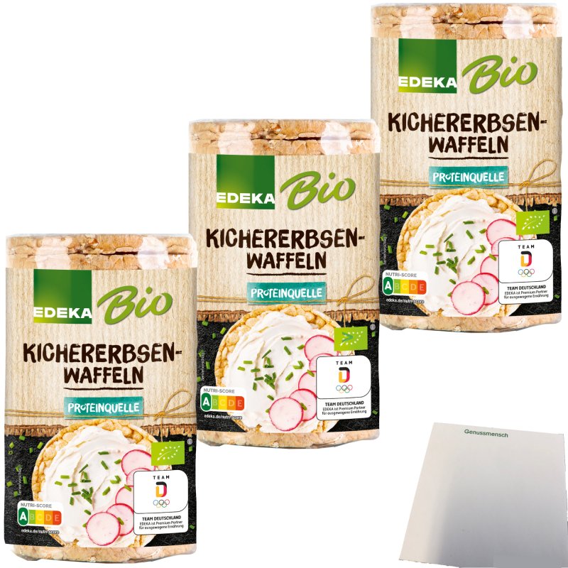 Edeka Bio Kichererbsen-Waffel mit Reis High Protein 3er Pack (3x100g