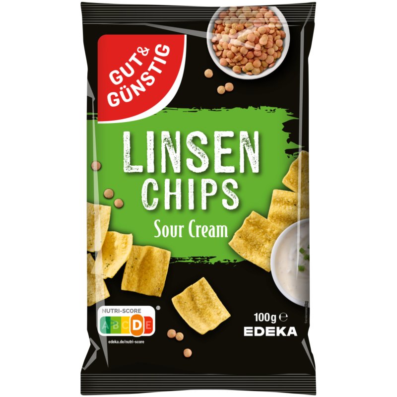 Gut&Günstig Linsenchips Sour Cream (100g Packung)