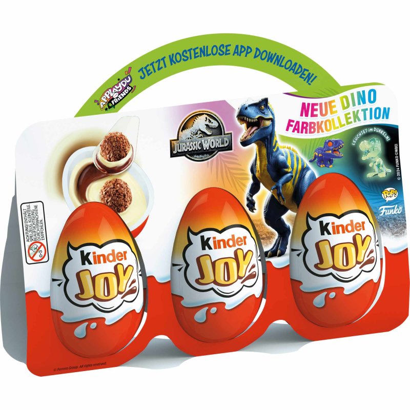 kinder Joy Jurassic World 3 Packungen (9x20g Eier) + usy Block