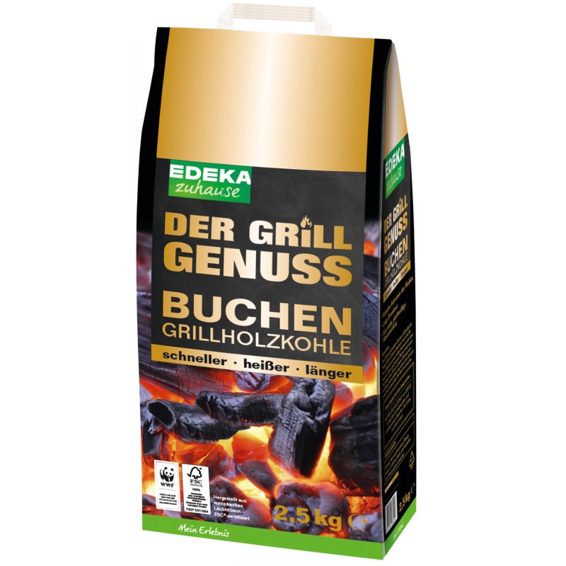 Edeka Buchen Grillholzkohle Premium-Qualität 100% Buchenholz (2,5kg S