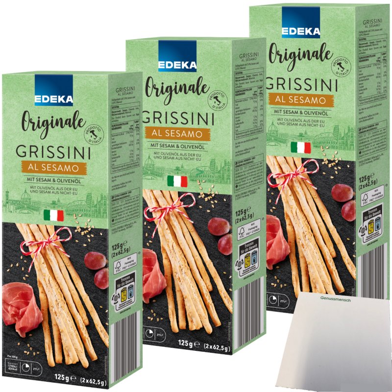 Edeka Italia Grissini mit Sesam und Olivenöl 3er Pack (3x125g Packung