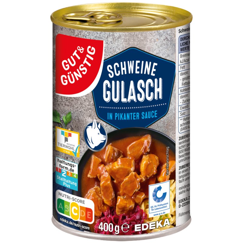 Gut&Günstig Schweine Gulasch in pikanter Sauce (400g Dose)