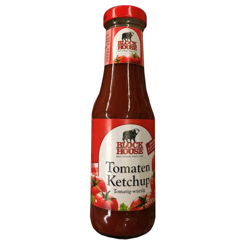 Block House Tomaten Ketchup Tomatig Würzig (300ml Glasflasche)