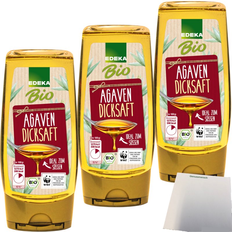 Edeka Bio Agavendicksaft reine Agavensüße 3er Pack (3x250ml Flasche)