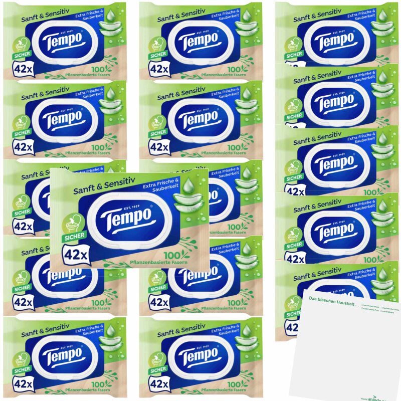 Tempo Feuchttücher Sanft&Sensitive (16x42St Packung) VPE + usy Block