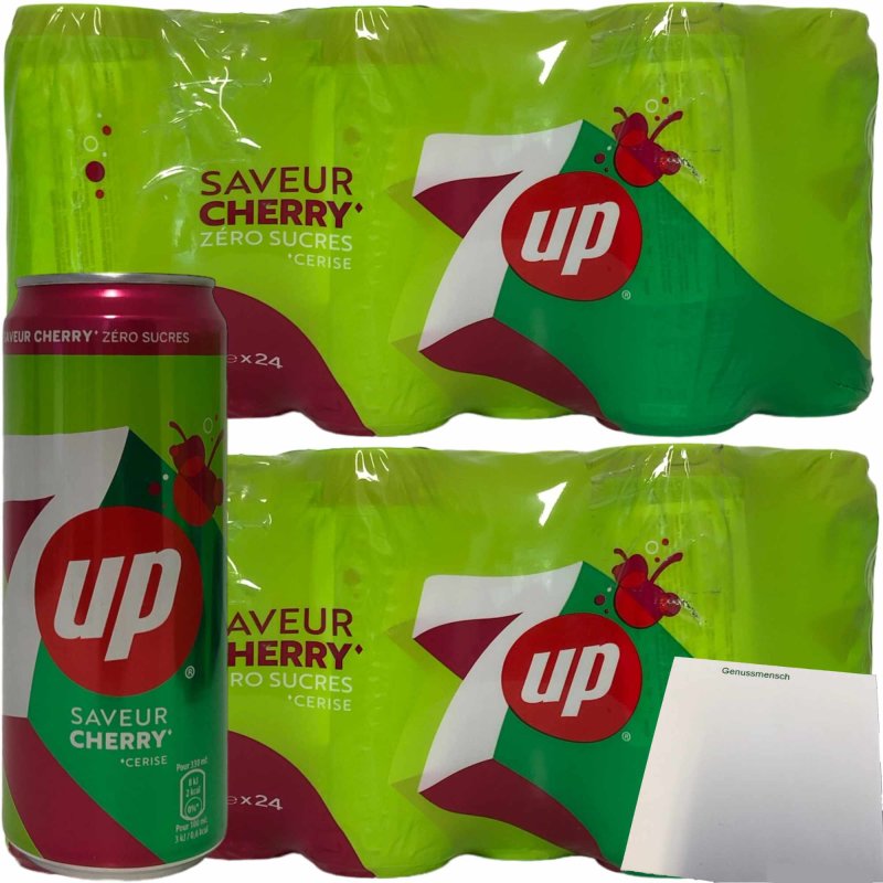 7Up Cherry Zero Sugar 2er Pack (2x24x0,33l Dose) + usy Block