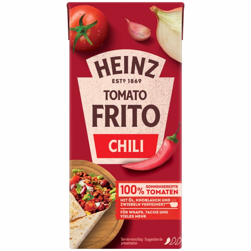 Heinz Tomato Frito Chili Tomatensoße mit Knoblauch, Zwiebeln und Chil