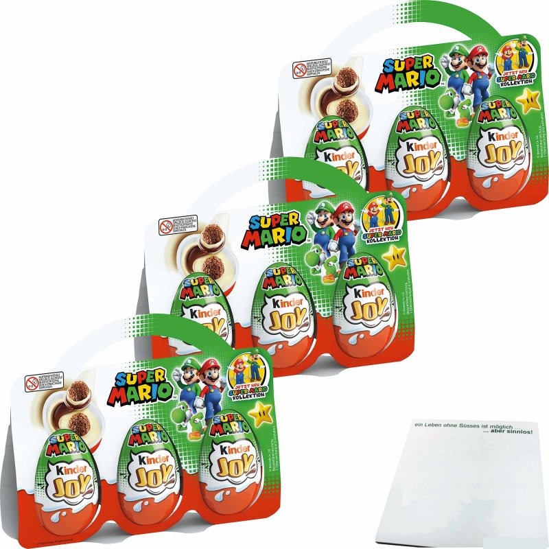 Kinder Joy Super Mario 3 Packungen (9x20g Eier) + usy Block