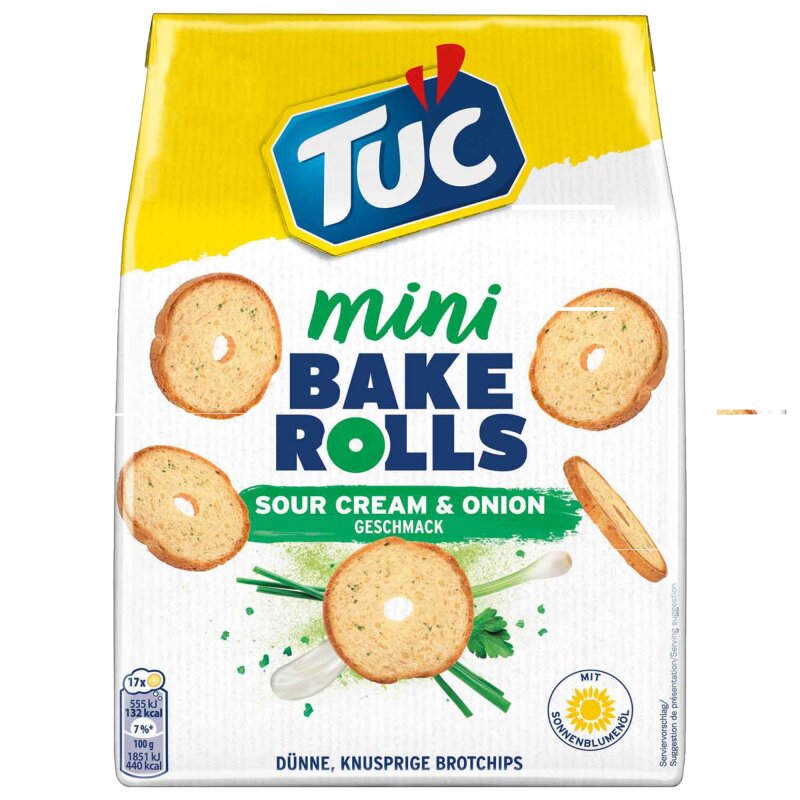 TUC Bake Rolls Sour Creme & Onion (150g Beutel)