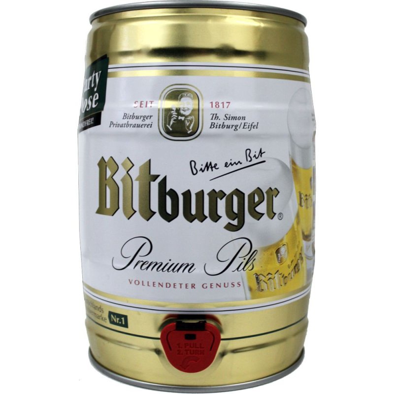 Bitburger Pils Party Fass mit integriertem Zapfhahn (5l Fass)