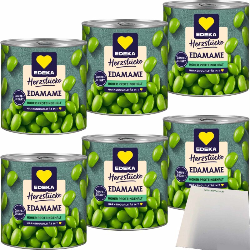 Edeka Herzstücke Edamame grüne Sojabohnen Dampfgegart 6er Pack (6x140