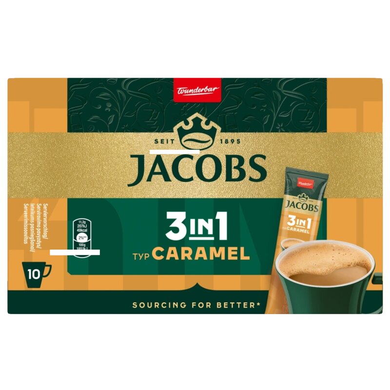 Jacobs 3in1 Löslicher Kaffee-Sticks Caramel 10er (112g Packung)