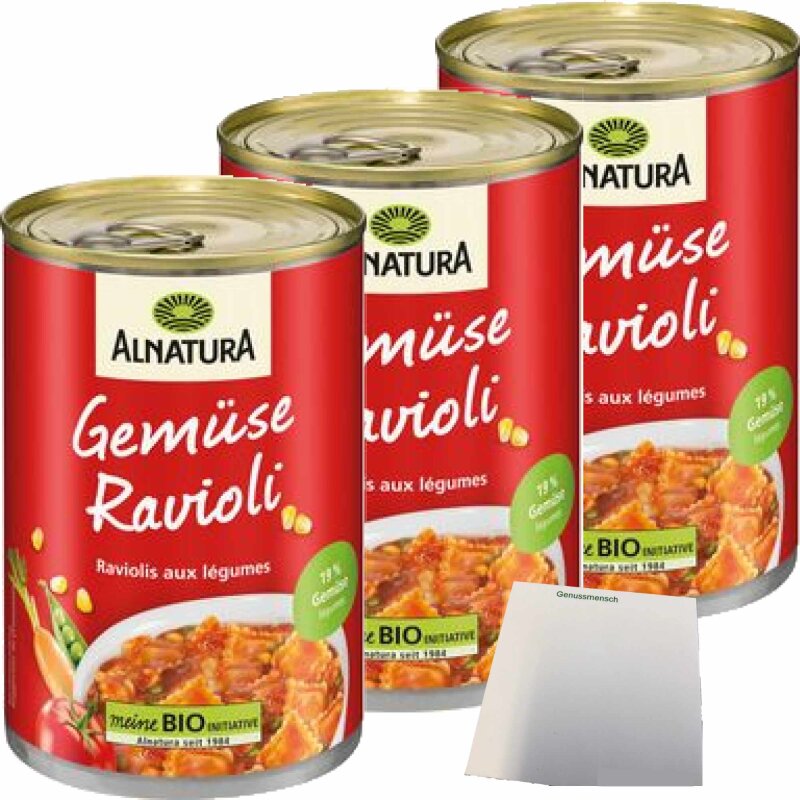 Alnatura Gemüseravioli 3er Pack (3x400g Dose) + usy Block
