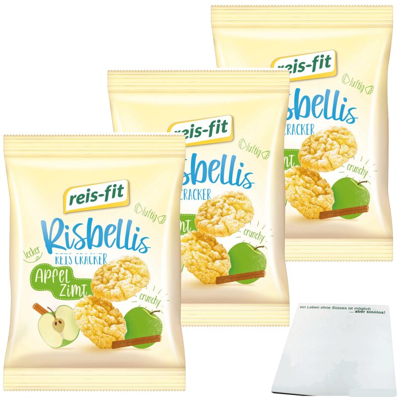Reis-Fit Risbellis Apfel Zimt 3er Pack (3x40g Packung) + usy Block