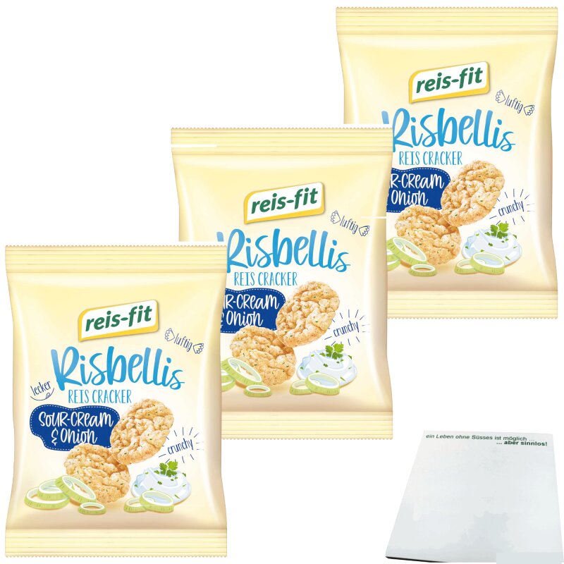 Reis-Fit Risbellis Reis Cracker Sour-Cream & Onion 3er Pack (3x40g Pa