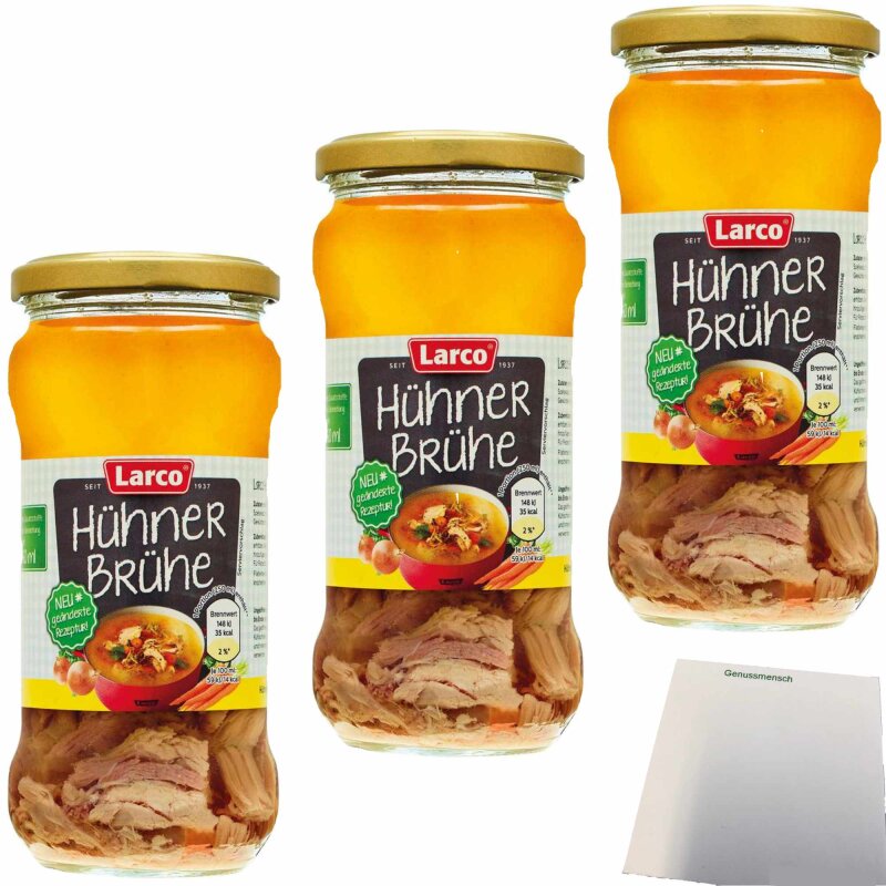 Larco Hühnerfleischbrühe 3er Pack (3x340ml Glas) + usy Block