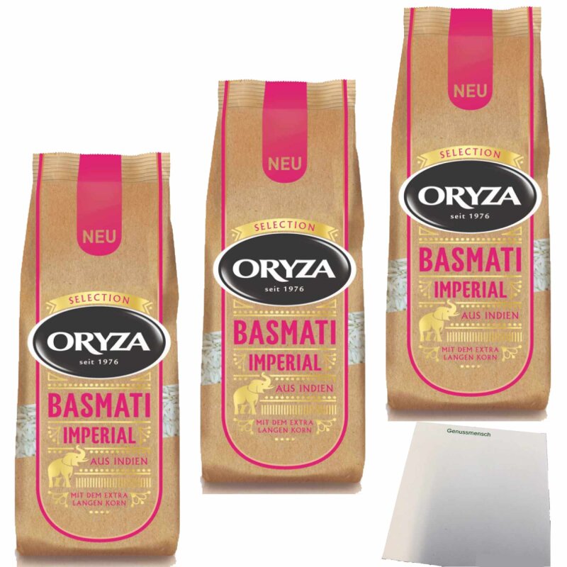 Oryza Selection Basmati Imperial 3er Pack (3x500g Packung) + usy Bloc