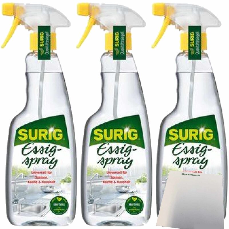 Surig Essigspray direkt 3er Pack (3x500ml Sprühflasche) + usy Block