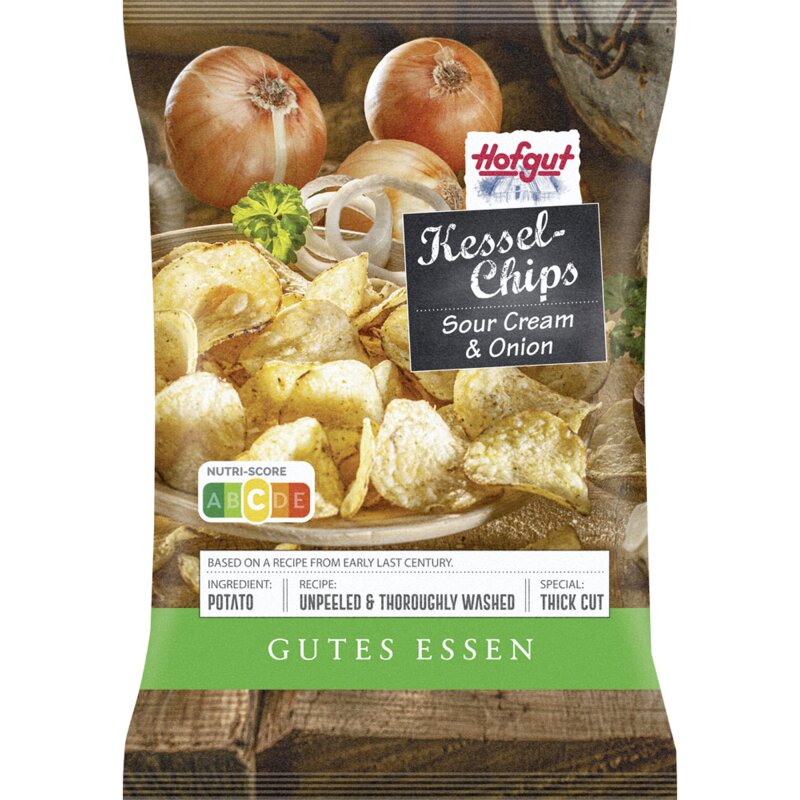 Hofgut Kessel Chips Sour Cream & Onion (150g Beutel)