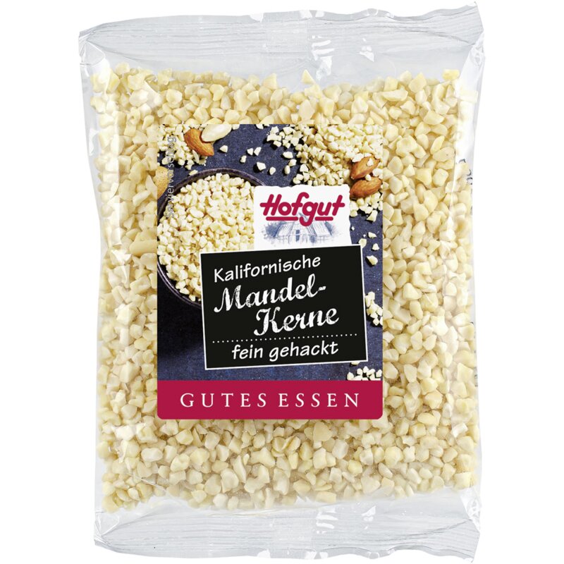 Hofgut Kalifornische Mandeln gehackt 3er Pack (3x100g Beutel) + usy B