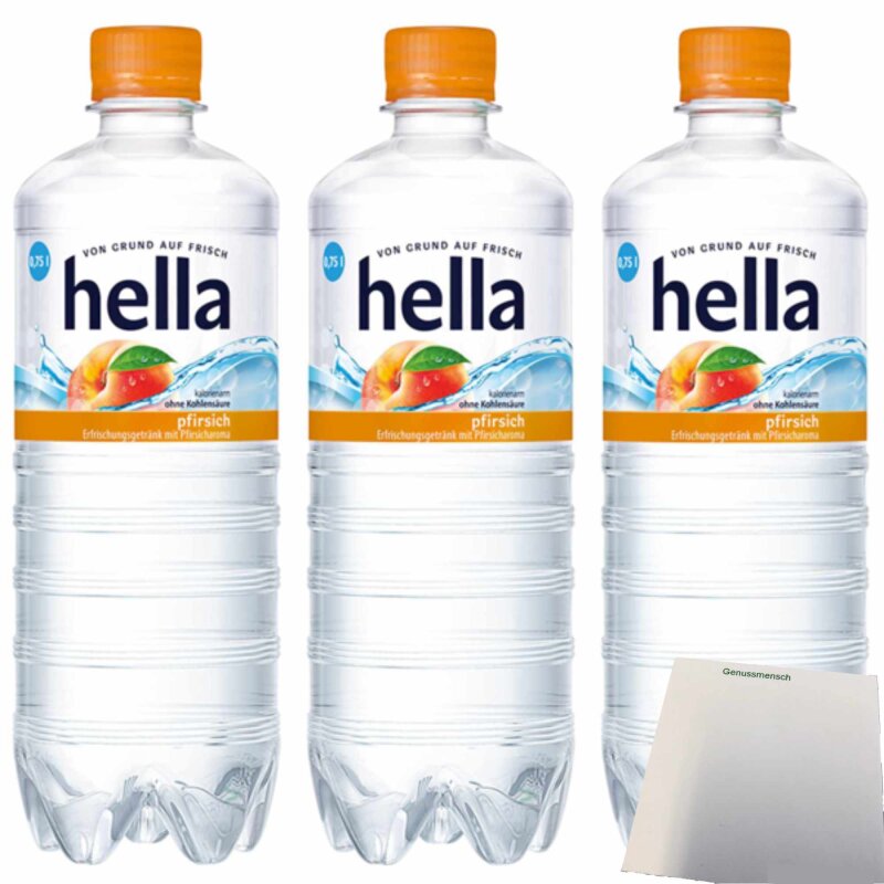 Hella Near Water Pfirsich 3er Pack (3x0,75l Flasche) + usy Block