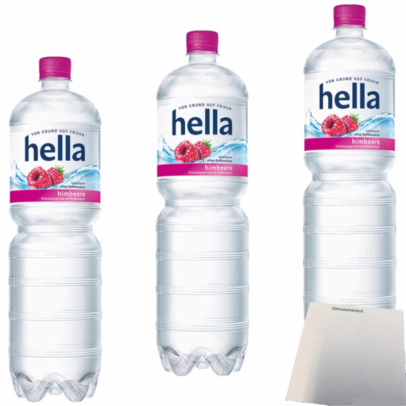 hella near water Himbeere 3er Pack (3x1,5l Flasche) + usy Block