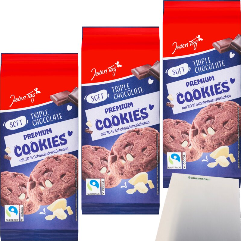 Jeden Tag Cookies Soft Triple Chocolate 3er Pack (3x210g Packung) + u