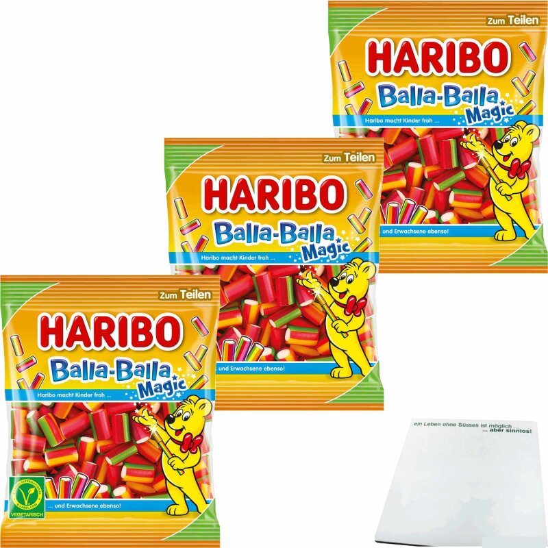 Haribo Balla-Balla Magic 3er Pack (3x160g Packung) + usy Block