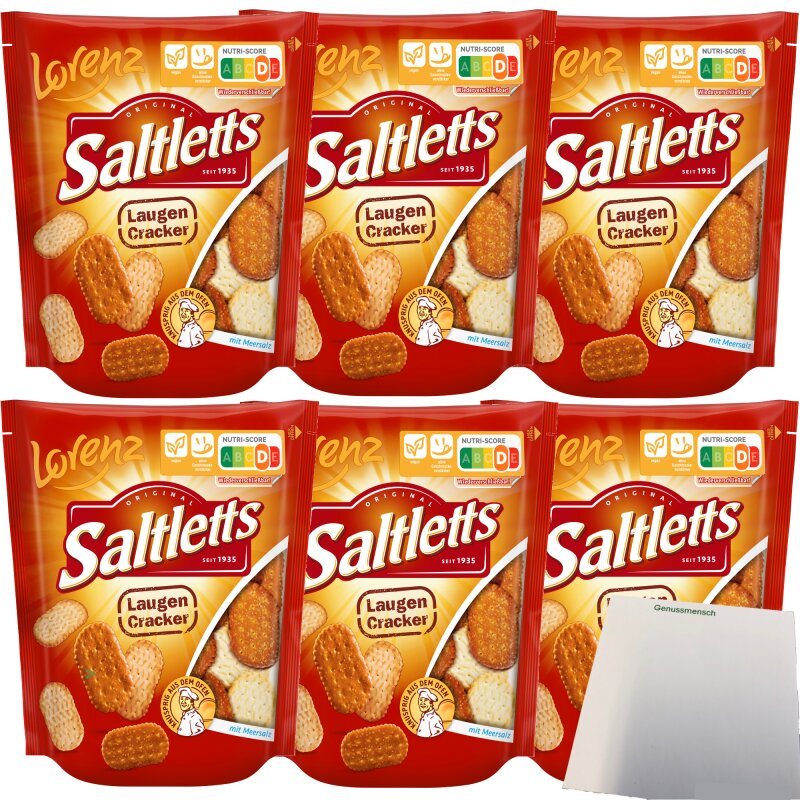 Lorenz Saltletts Laugen Cracker mit Meersalz 6er Pack (6x150g Beutel)