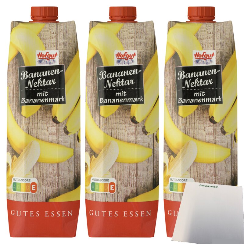 Hofgut Bananennektar 3er Pack (3x1l Packung) + usy Block