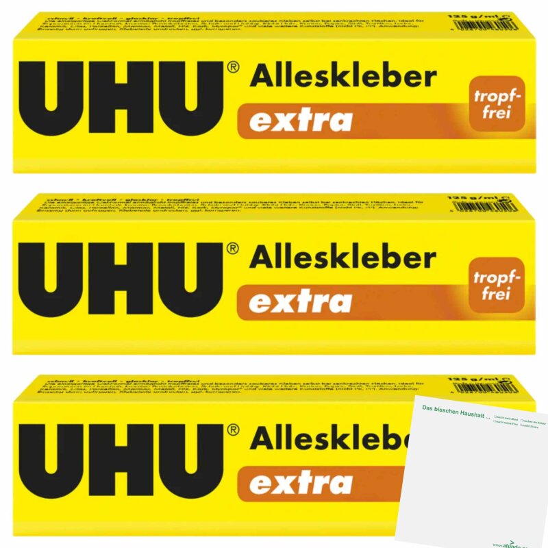 UHU Alleskleber extra 3er Pack (3x125g Tube) + usy Block
