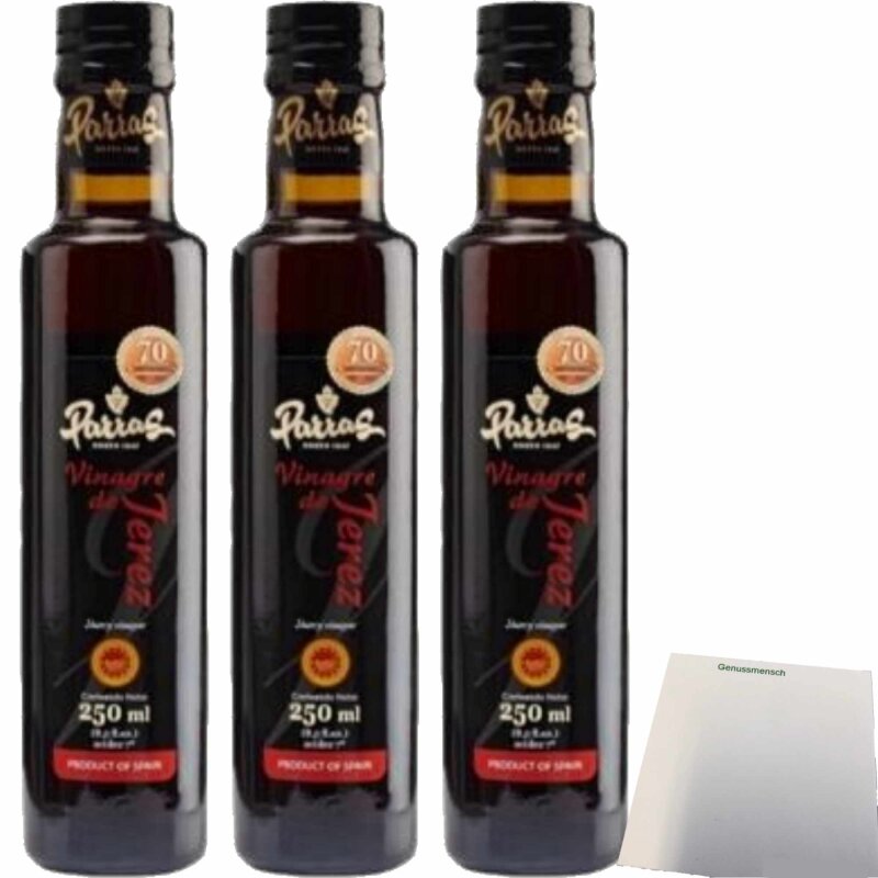 Parras Vinagre de Jerez Sherry-Essig 3er Pack (3x250ml Flasche) + usy