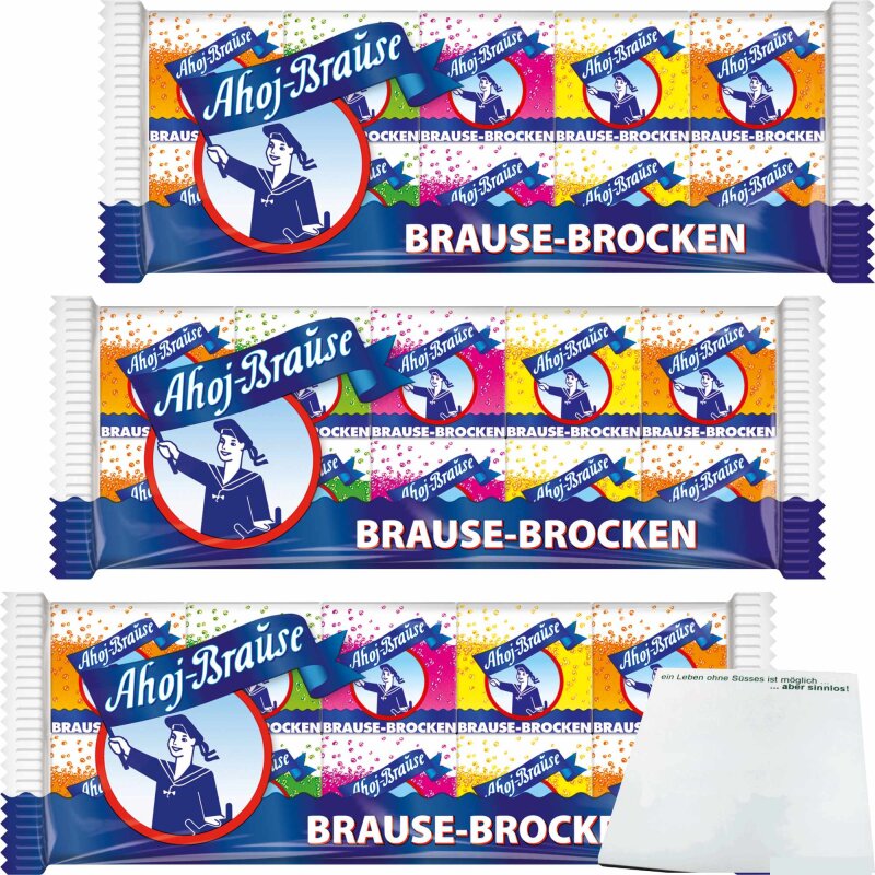 Frigeo Ahoj-Brause Brocken 3er Pack (3x80g Beutel) + usy Block