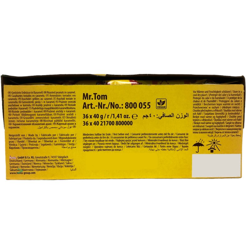 Mr. Tom Peanuts Erdnussriegel Kioskbox (36x40g Riegel)