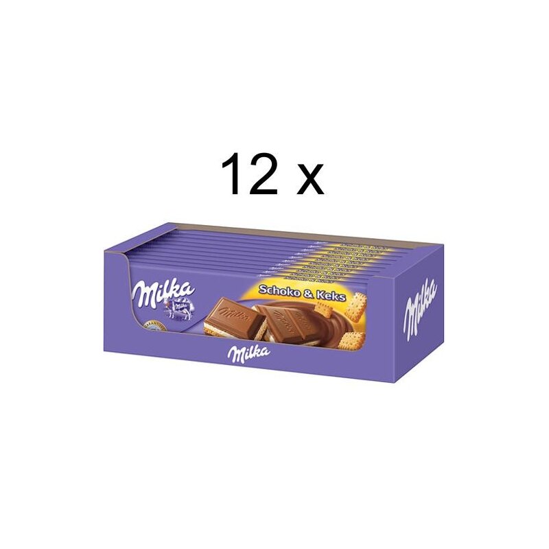 Milka Schokolade Schoko & Keks, 12-er Pack (12x300g Tafel)