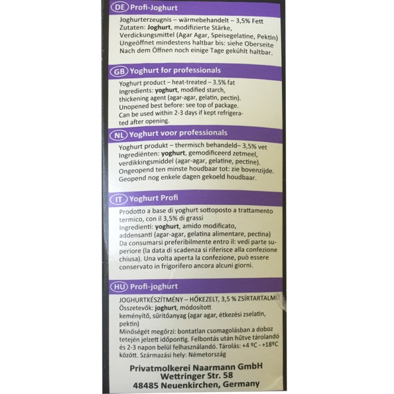 Naarmann Profi-Joghurt 3,5% Fett (1x1Kg Packung), Cremig und fein