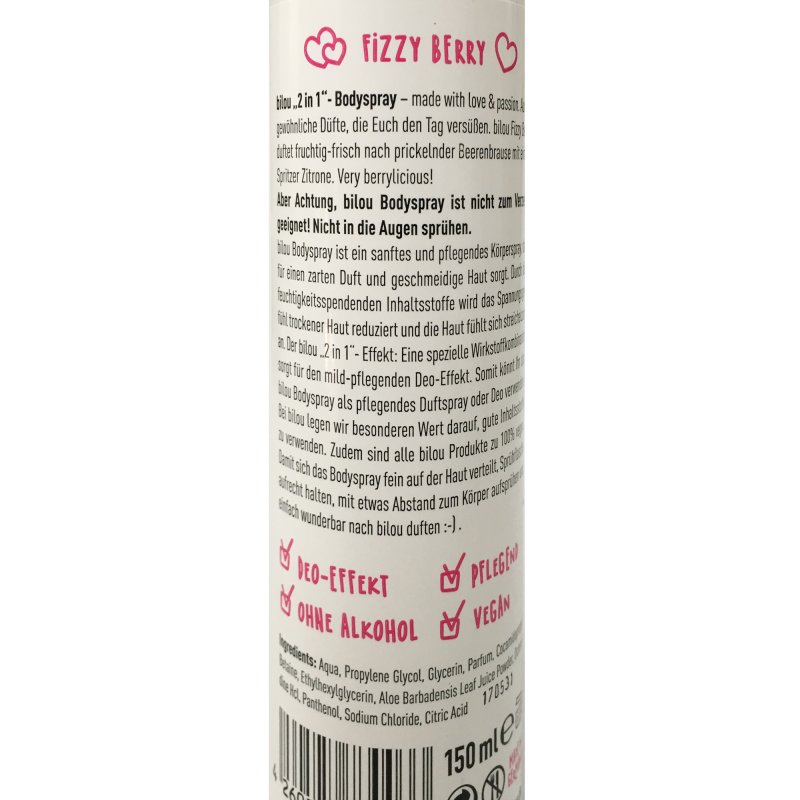 Bilou Körperspray Fizzy Berry 2in1 (150ml Flasche)