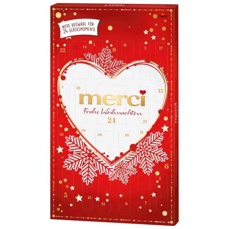 Merci Adventskalender rot (Motiv: Herz)