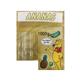 Haribo Goldbären Ananas (1kg Beutel Gummibärchen weiß) sortenrein