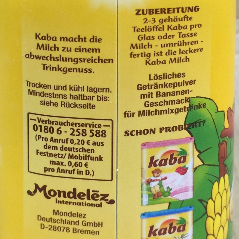 Kaba Kakaopulver Fit "Banane" (400g Packung)